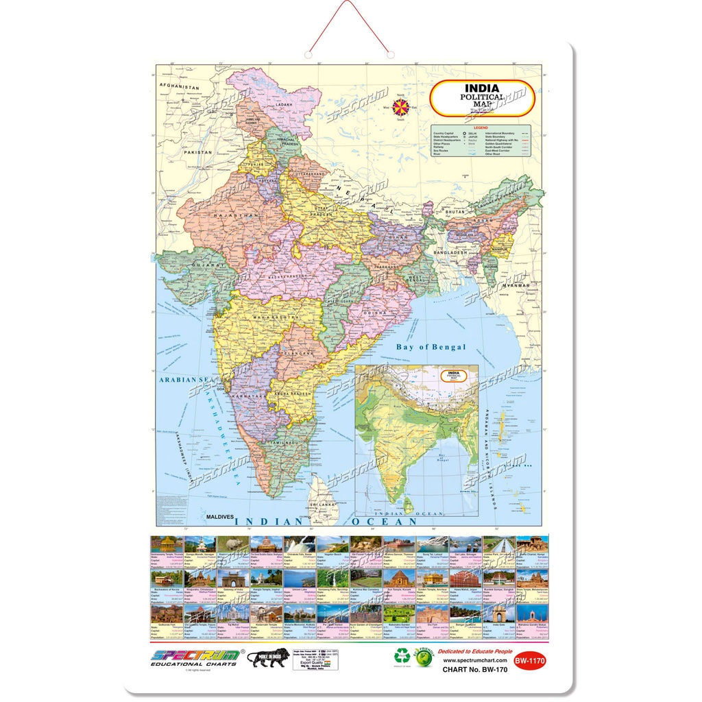 MAP OF INDIA - POLITICAL WALL CHART | Shopee India