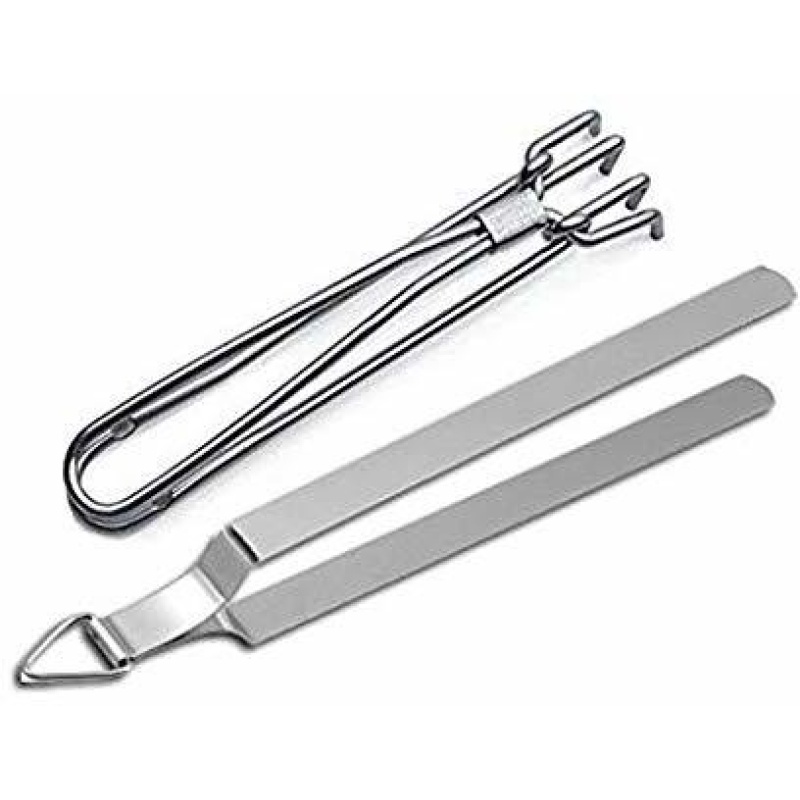 Ashoka A-Tong Chimta Set-2 Steel Pakkad Tong Set with Cha Roti Chimata ...